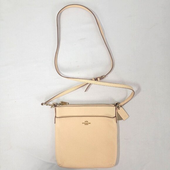 Coach | Bags | Coach Purse Crossbody Messenger Peach Cream Beige Zipper ...